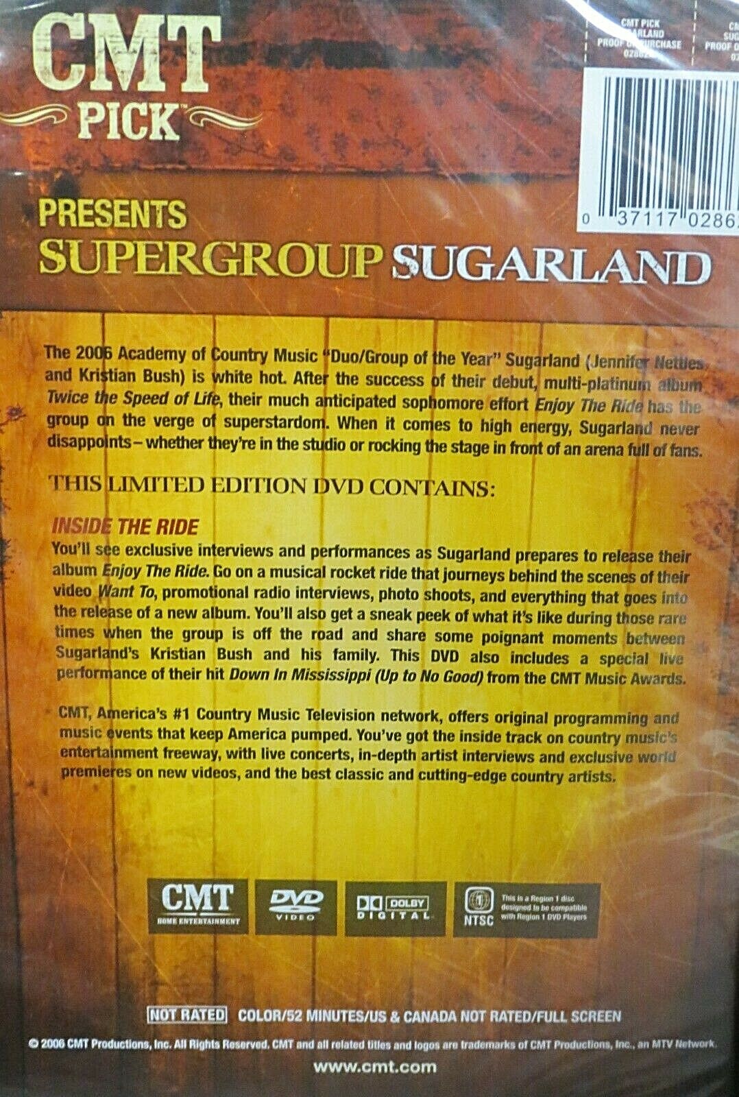 SUGARLAND CMT PICK ,NEW! DVD,Inside The Ride,Performance,Interviews ...