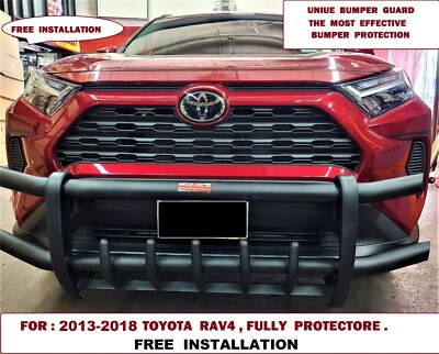 FOR: 2013-2018 TOYOTA RAV4. BLACK UNIQUE FRONT BUMPER GUARD PROTECTOR ...