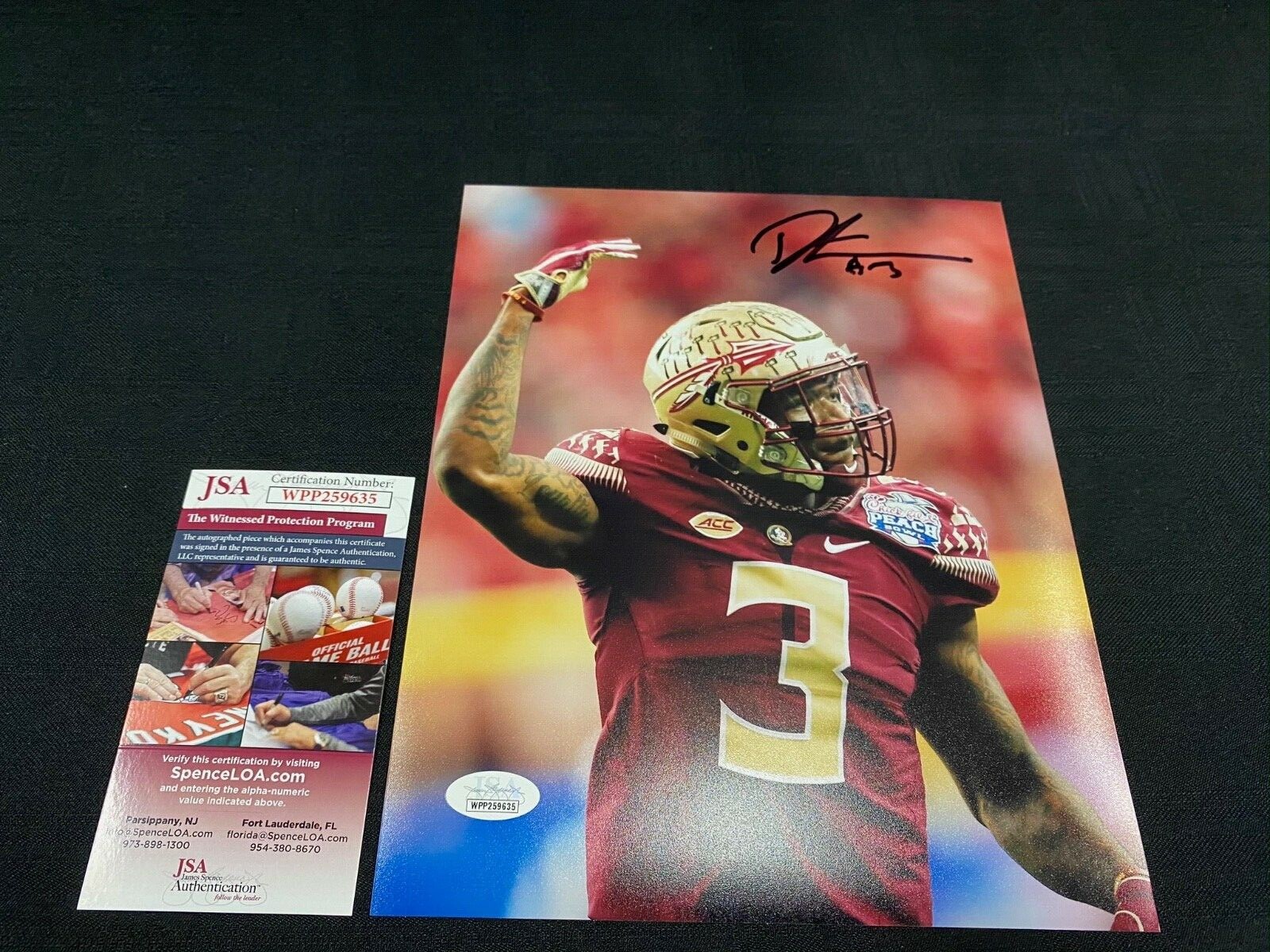 DERWIN JAMES FLORIDA STATE SIGNED 8X10 PHOTO JSA WITNESS COA WP550728 ...