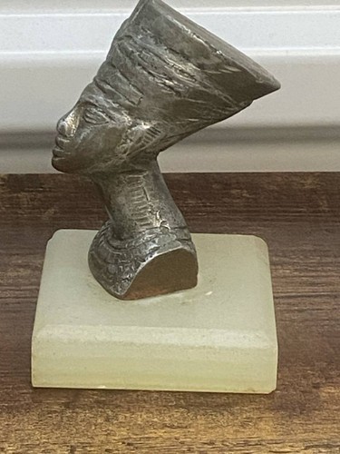 Antique Egyptian Queen Nefertiti Bust Sculpture on Alabaster Base | eBay