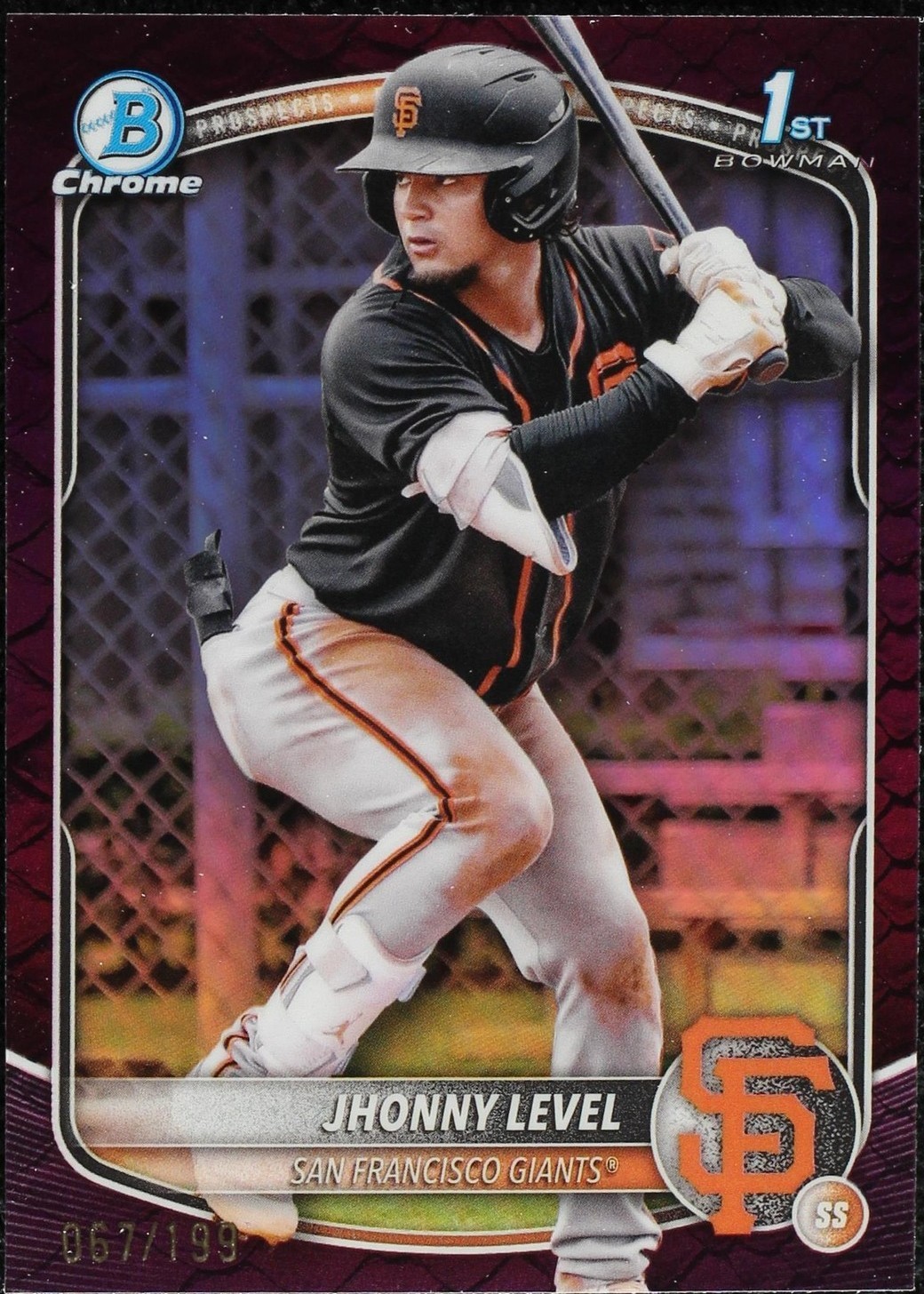 2025 Bowman - Chrome Prospects Jhonny Level #BCP-147 Fuchsia Reptilian ...