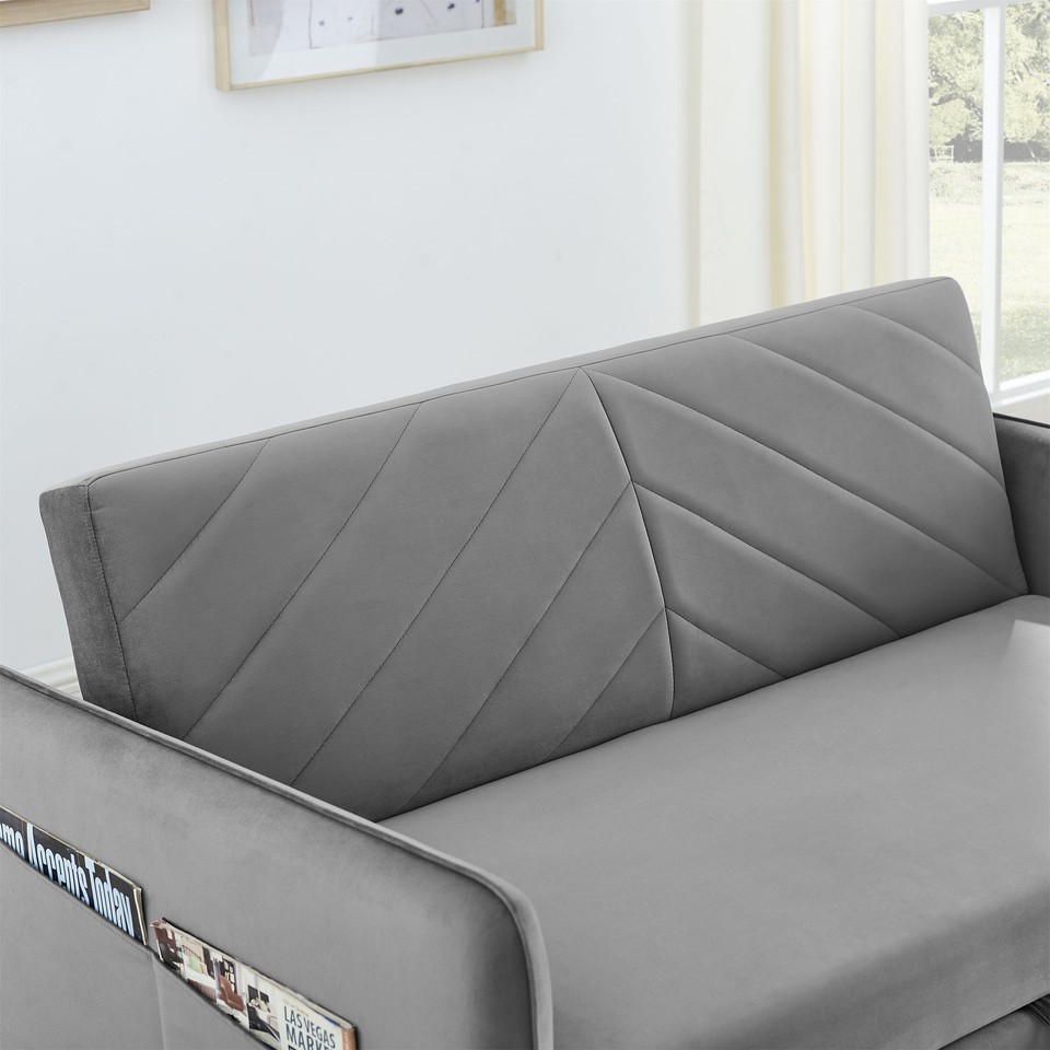 3-in-1 Adjustable Sleeper Soft Velvet Convertible Sleeper Sofa Bed w ...