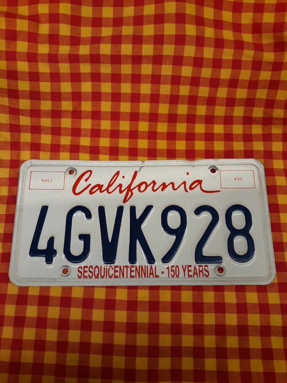 1 Vintage California SESQUICENTENNIAL license plate red white & blue ...