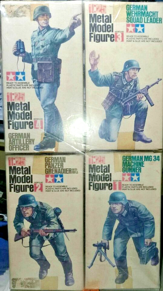 1/25 metal WW2 German Officer+soldier 4 pcs set made in Hong Kong ...