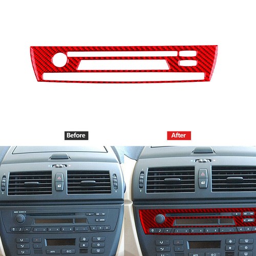 Red Carbon Fiber CD Control Panel Cover Trim Sticker Type A For BMW X3 ...