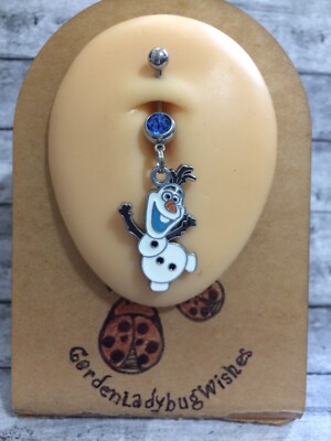 Cute Frozen 's Olaf Snowmen Enamel Dangle Belly Button Naval Ring Body ...