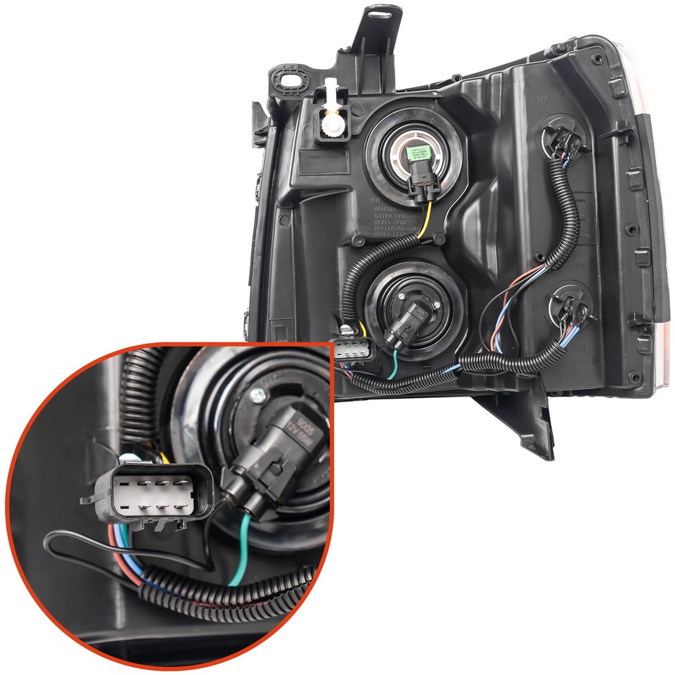 For 07-13 Chevy Silverado Headlights Black Amber With Wiring Harnesses ...