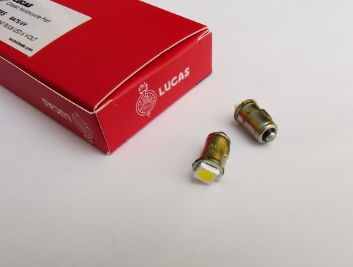 Lucas 6V Pair Clear / White LED BA7s Bulbs for Instrument Warning Lamps ...