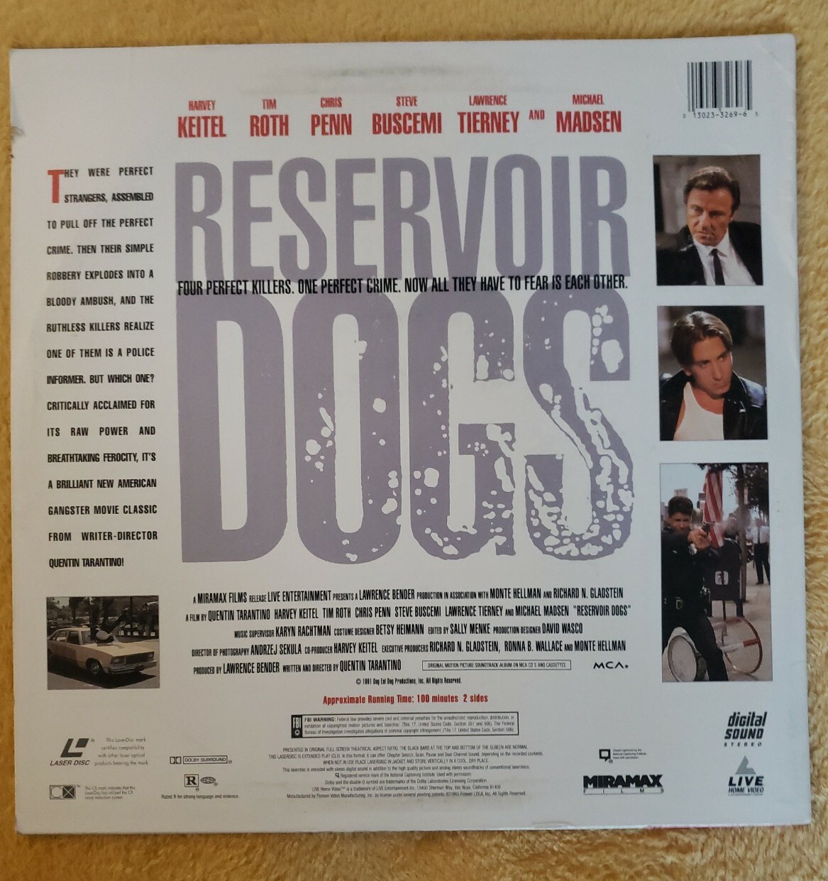 Reservoir Dogs (Laserdisc, 1993) Tarantino Kettle Buscemi Widescreen ...