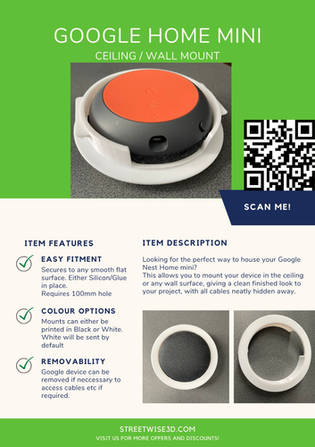 Google Home Mini Ceiling Mount / Wall Mount Google Nest Home - New ...