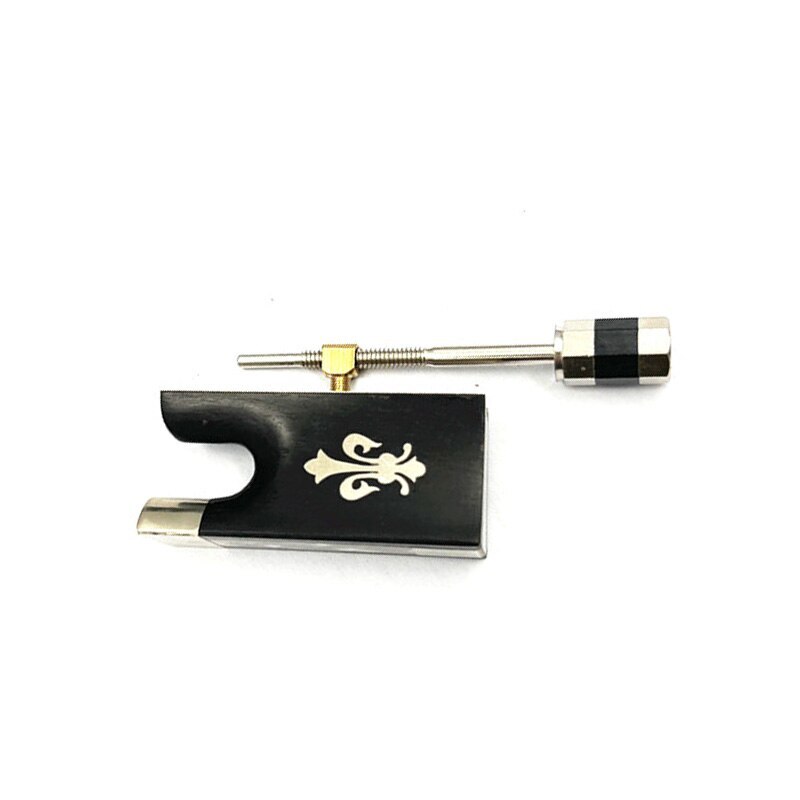 1 set of ebony violin bow frogs and buttons Inaly fleur de lis, brass ...