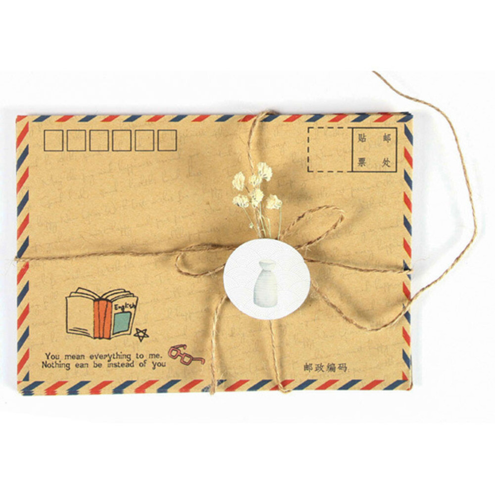 8Pcs Vintage Kraft Classic Envelopes Air Mail B6 Mini Envelopes Post ...