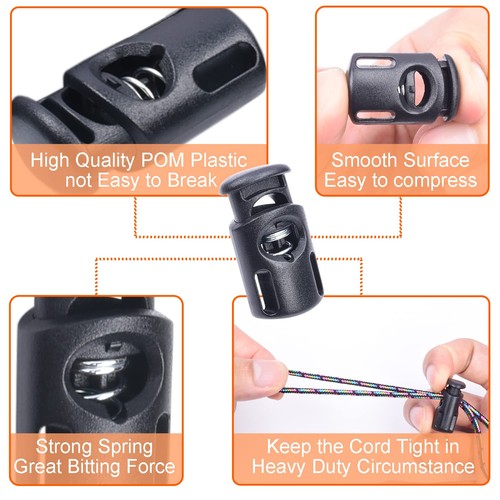 20 PCS Plastic Spring Cord Locks, Paracord Toggle Stopper Clasps for ...