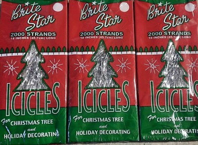 Lot of 3 Vtg Style Brite Star 18” Icicles Christmas Tree 2000 Strand ...