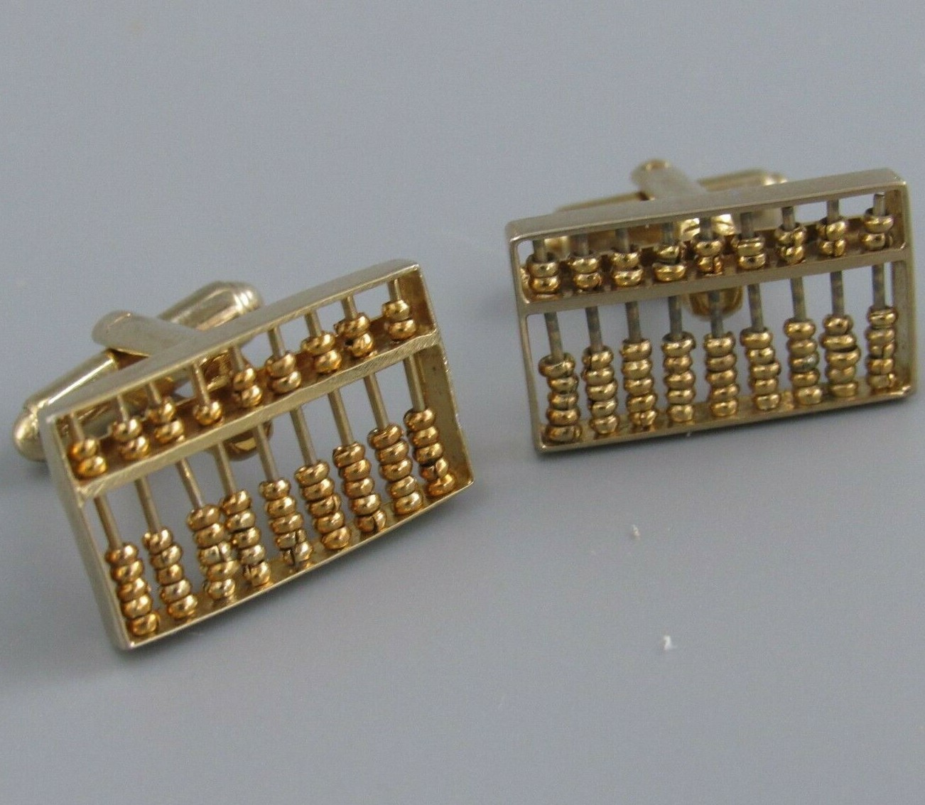 Mens Vintage Textured Gold MOVING ABACUS CUFFLINKS Costume Jewelry R6 ...