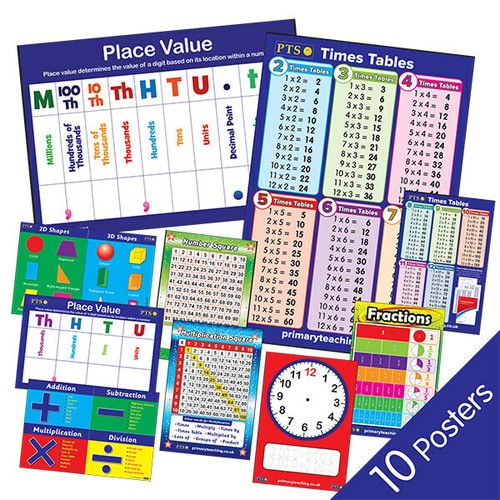 10 Maths Posters Teacher Educational School Classroom Childrens Posters ...