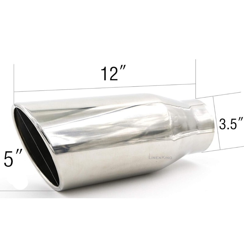 3.5" Inlet, 5" Outlet 12" Long Stainless Steel Rolled Edge Exhaust Tip ...