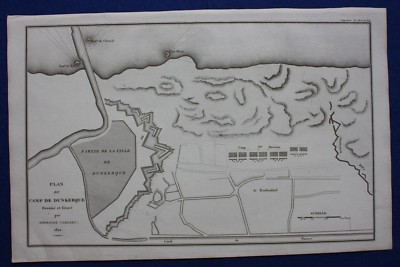 Original antique military map FRANCE, DUNKIRK, NAPOLEONIC WARS, Tardieu ...