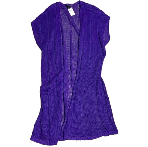 NWT Chicos Black Label Purple Open Knit Duster Cardigan Size 3 16/18/1X ...