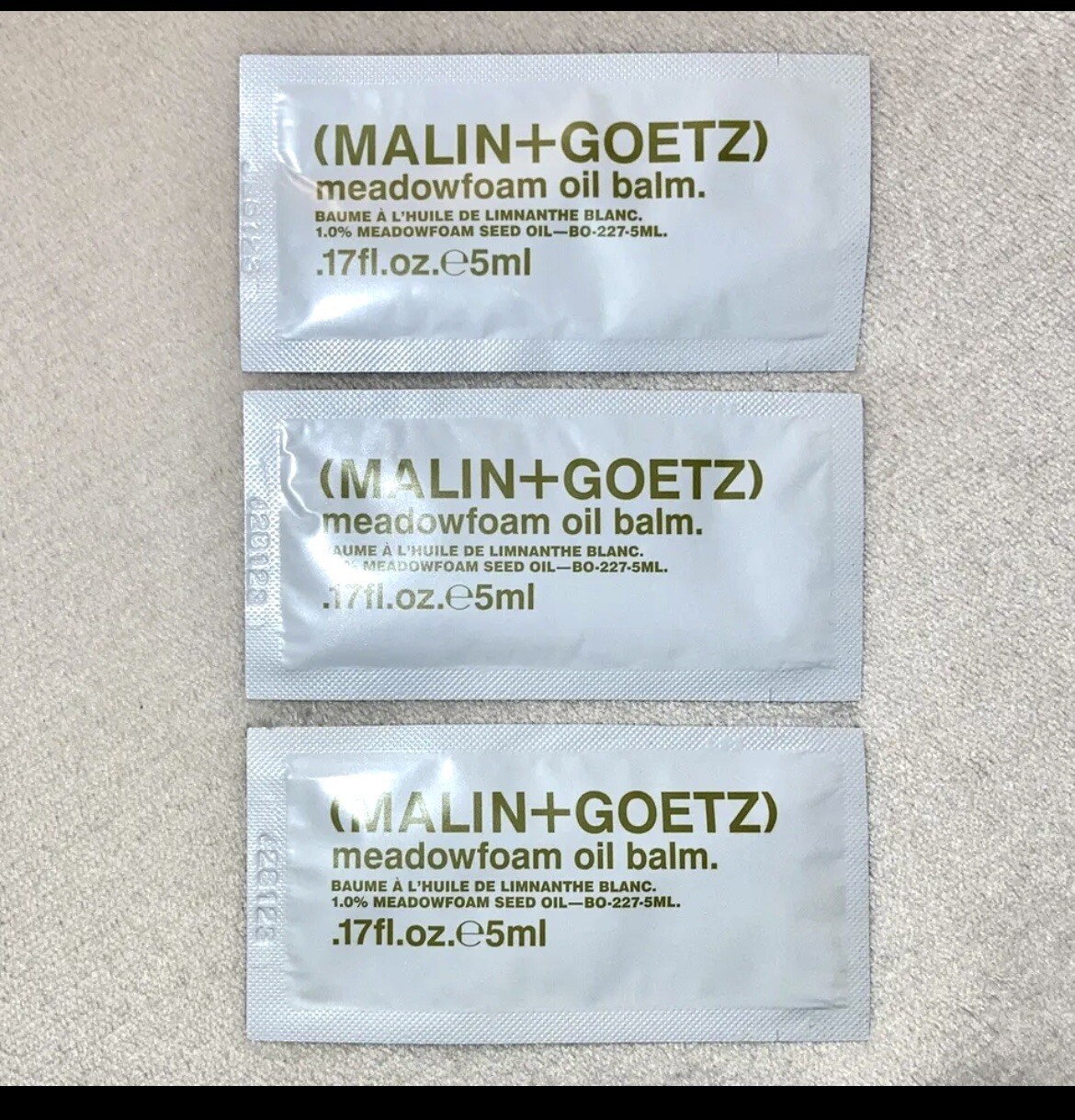 3x Malin + Goetz Meadowfoam Oil Balm Moisturizer Sample .17oz, 5ml Ea ...