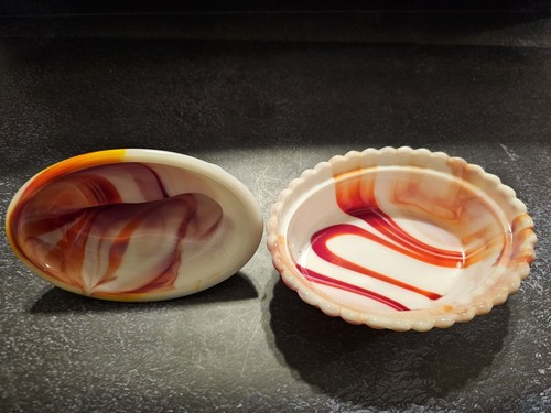 Hen On Nest Westmoreland Slag Glass Rabbit on Nest GLOWS Vintage RARE ...