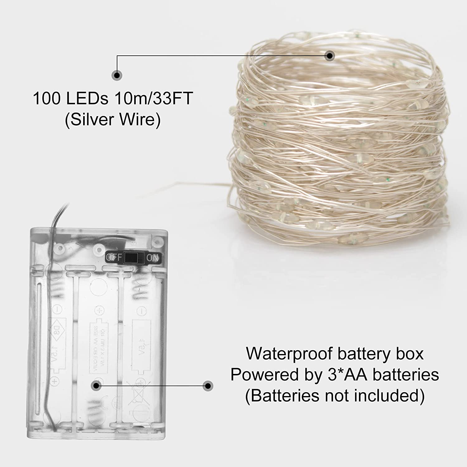 Fairy Christmas LED String Light, Battery Operated, 10M / 100LED ...