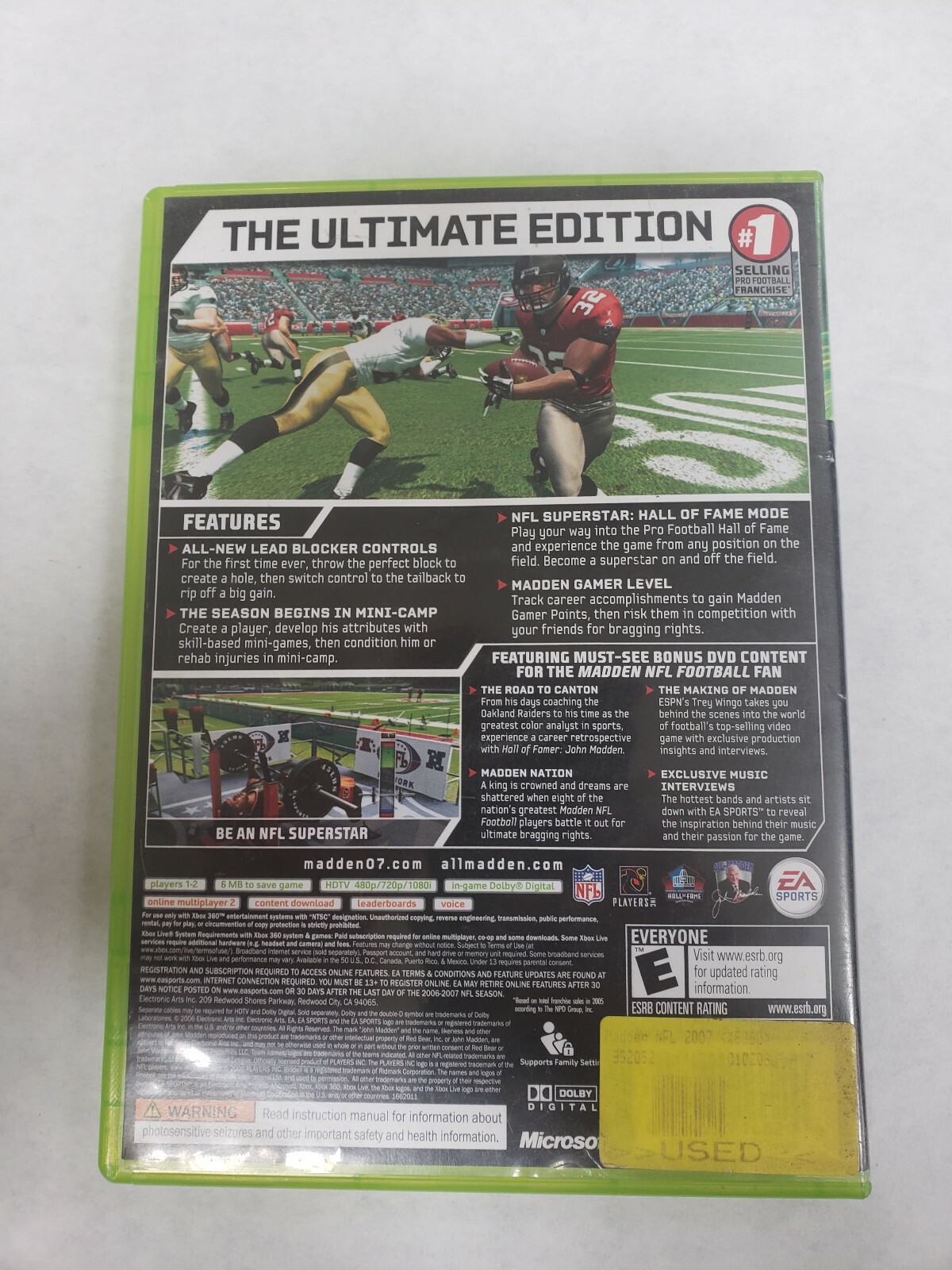 Madden NFL 07 Hall of Fame Edition - Xbox 360 Game - Free Fast Shipping ...
