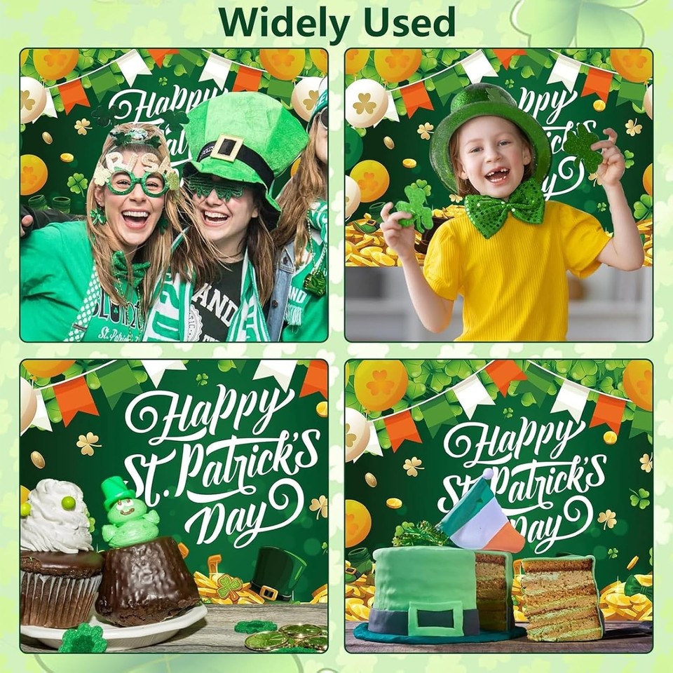 St Patricks Day Decorations Happy St. Patrick's Banner Backdrop Green ...