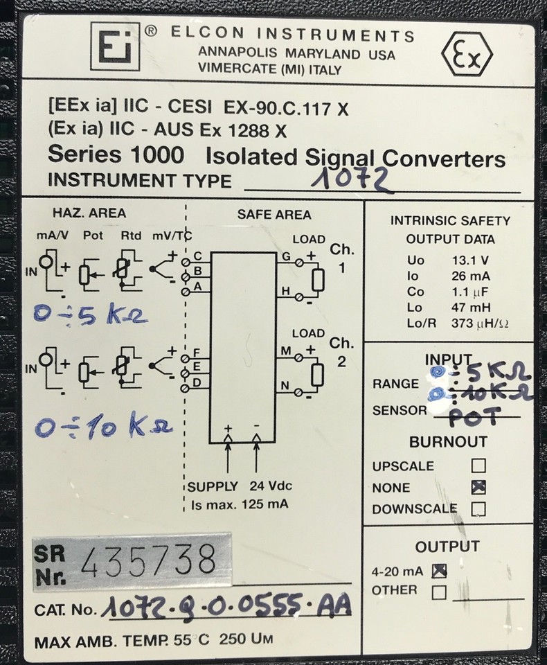 ELCON 1072-9-0-0555-AA ISOLATED SIGNAL CONVERTERS | eBay