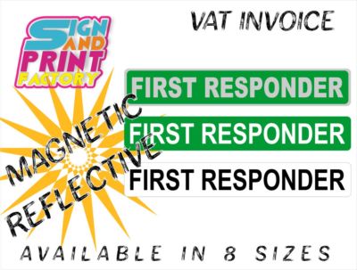 Magnetic Sign - FIRST RESPONDER - Reflective - Car Van Ambulance - Best ...