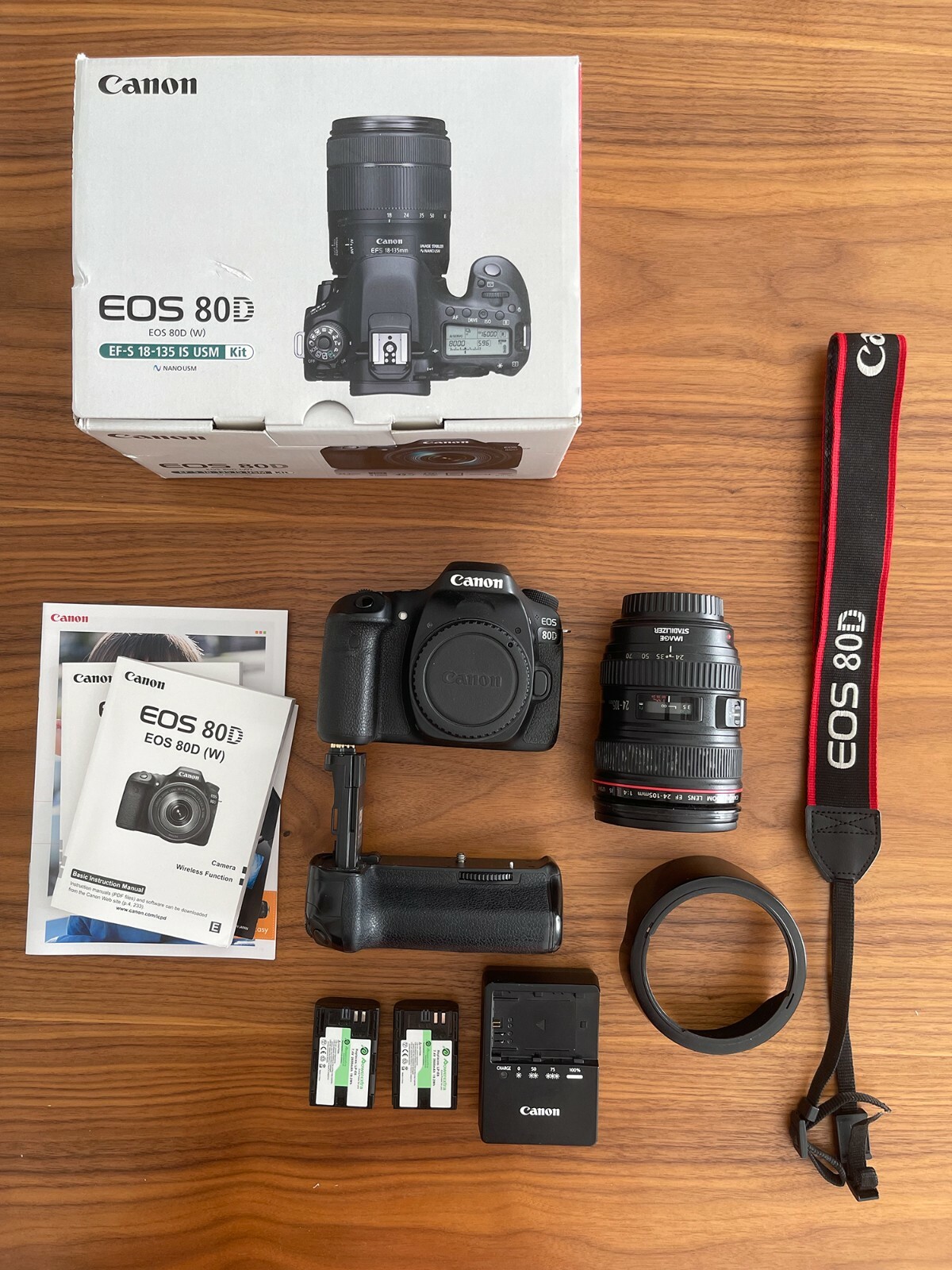 Canon EOS 80D With Canon EF 24-105mm IS, battery grip, batteries, box ...