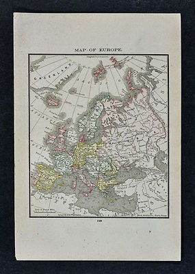 1885 McNally Map - Europe - Italy Spain France Germany Sweden Greece ...