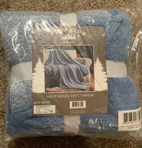 Fireside Heathered Knit Fleece Reverse Throw 50" x 60" Macy's NEW BLUE ...