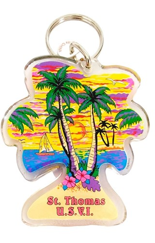 St Thomas Keychain Palm Tree Souvenir Caribbean US Virgin Isle Tropical ...
