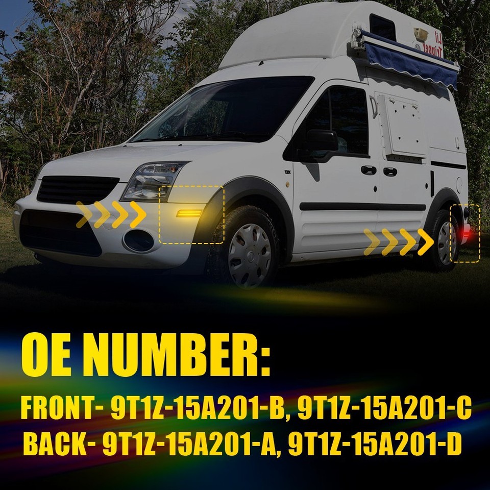 Front+Rear LED Amber&Red Marker Lights For Ford Transit Connect 10-13 ...