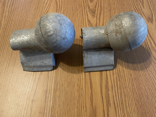 Set Of 2 Vintage Galvanized Roof Ridge Ball End Cap Finial 3 1/2 Inch ...