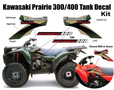 1997-2002 Kawasaki Prairie 300 400 4x4 Decal Graphics Emblem Marks Kit ...
