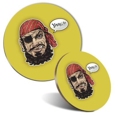 Mouse Mat & Coaster Set Yarg! Pirate Face Man Jolly Roger Ship #56051 ...