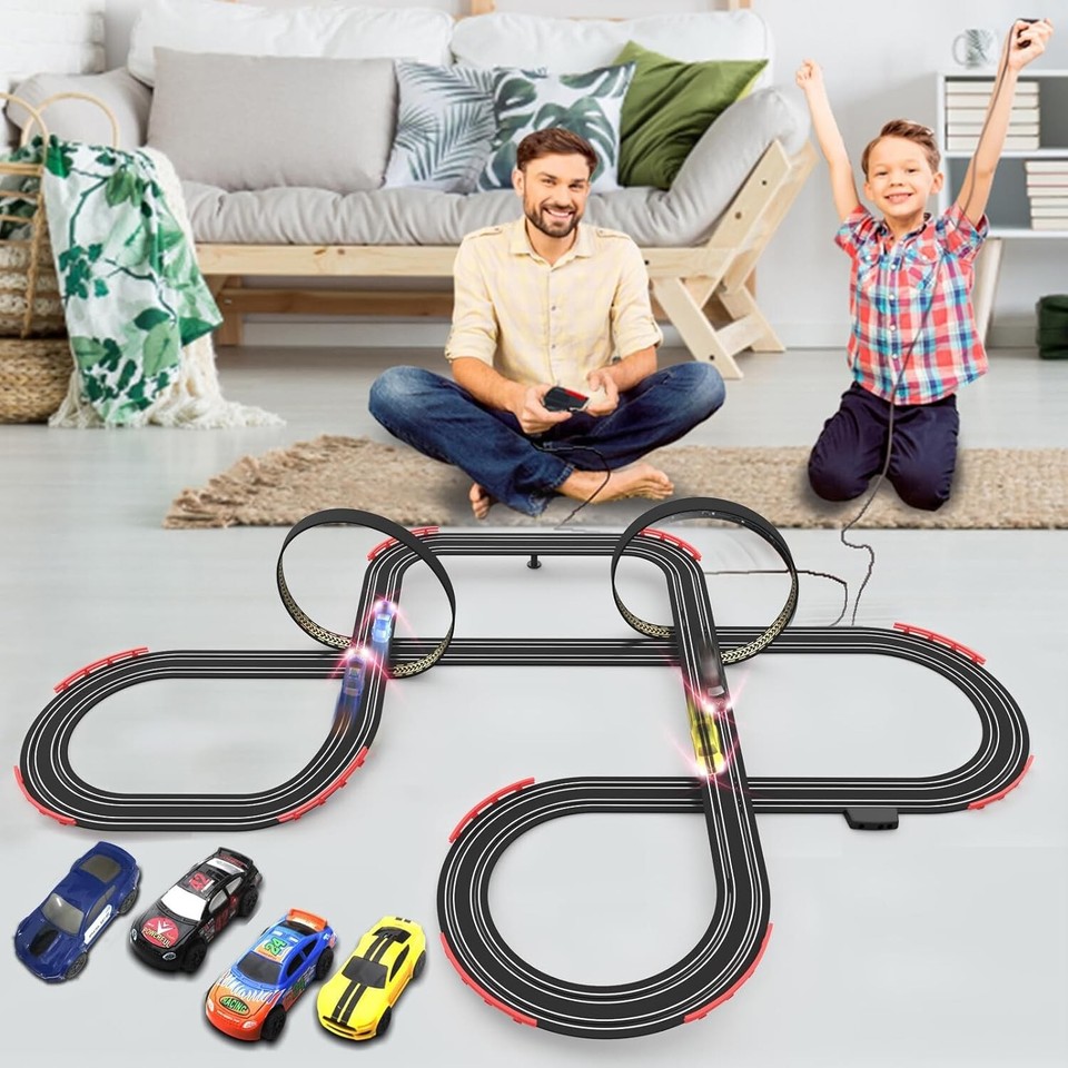 Slot Car Race Track Set Electric Powered Race Track Dual Racing Car ...