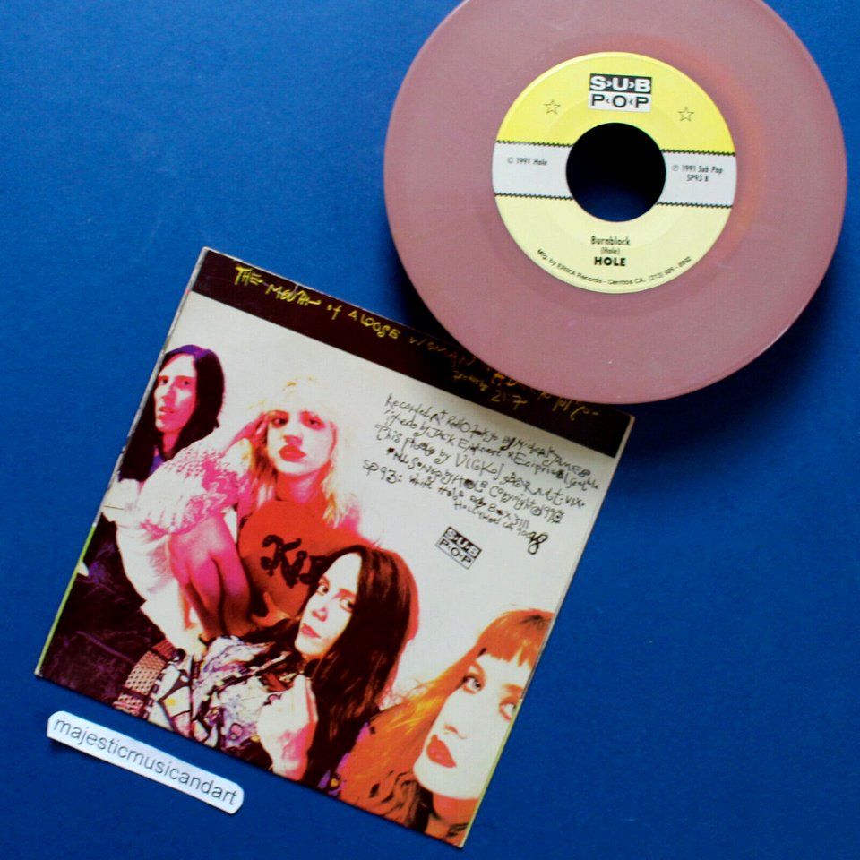 HOLE SUB POP 7" MARBLE VINYL COURTNEY LOVE HEART SHAPE BOX NIRVANA EX+ ...
