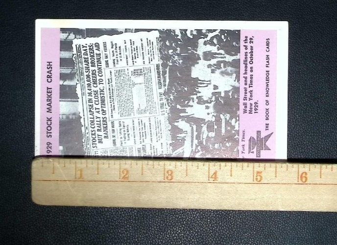 Vintage 1960 Edu-Cards "1929 Stock Market Crash" Flash Card Historical ...