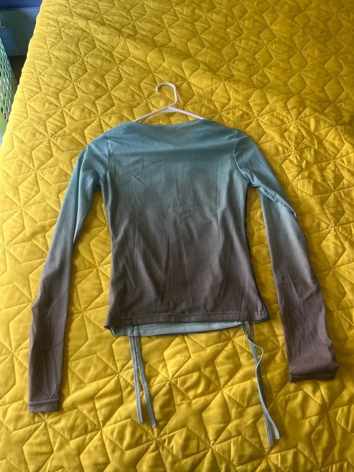 MESH HARAJUKU FAIRY CORE KAWAII BLUE GRAPHIC CROP DRAWSTRING CINCH TIE ...