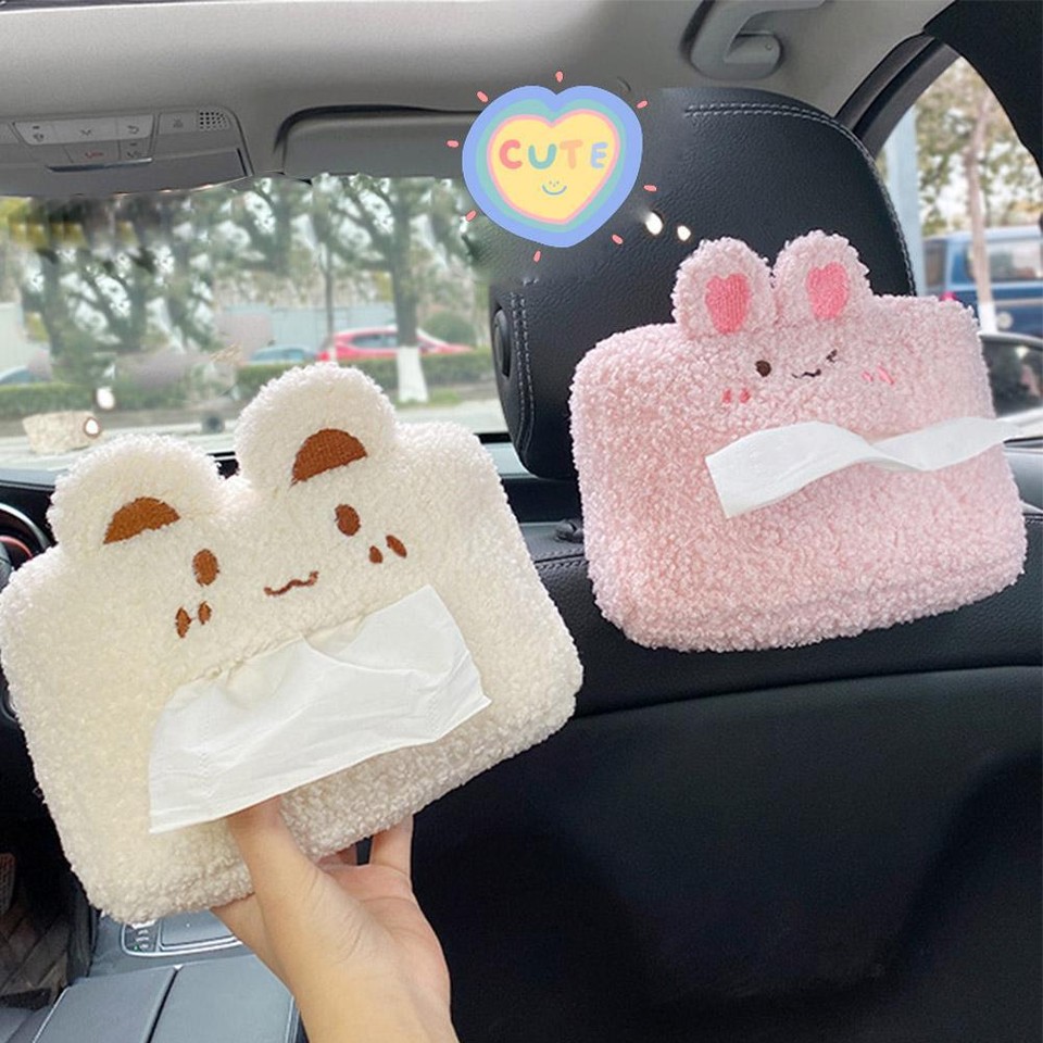 Universal Car Tissue Box Cartoon Plush Car Seat Back Tissue Storage New ...