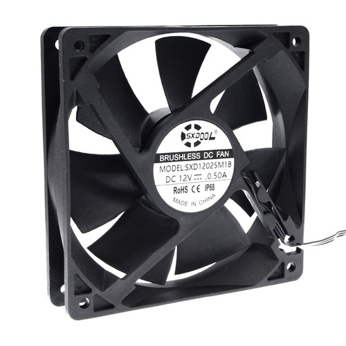 120MM 12V Waterproof PC Cooling Fan,120X120X25MM Dual Ball Bearing High ...