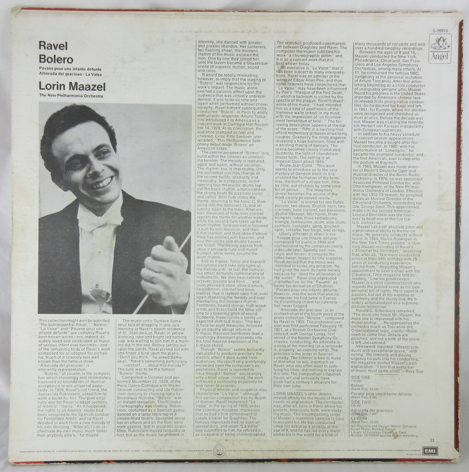 Ravel Lorin Maazel New Philharmonia Orchestra BOLERO 1972 LP (Nude ...