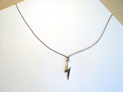 1x Lightning Flash Stainless Steel Silver Metal Necklace Pendant ...