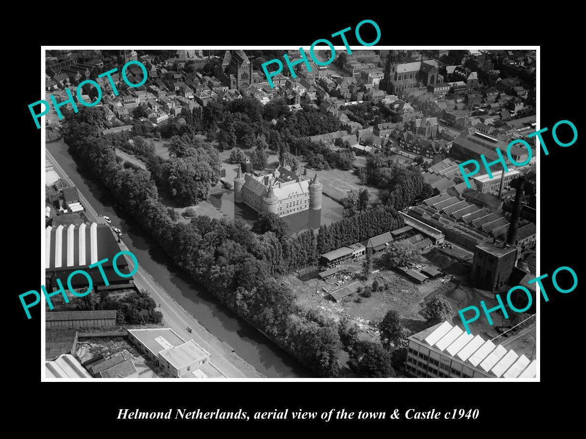 OLD POSTCARD SIZE PHOTO HELMOND NETHERLANDS HOLLAND AERIAL VIEW OF ...