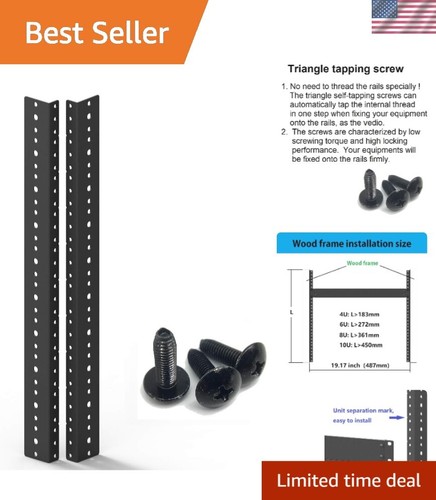 10U Steel Rack Rails Kit with Hardware - 2 Pieces 10URR | eBay