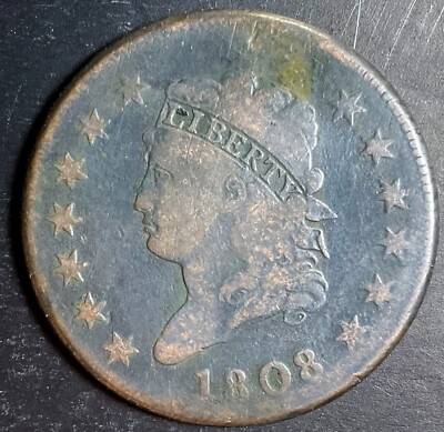 1808 Classic Head Large Cent rare old colonial coin great collectible ...