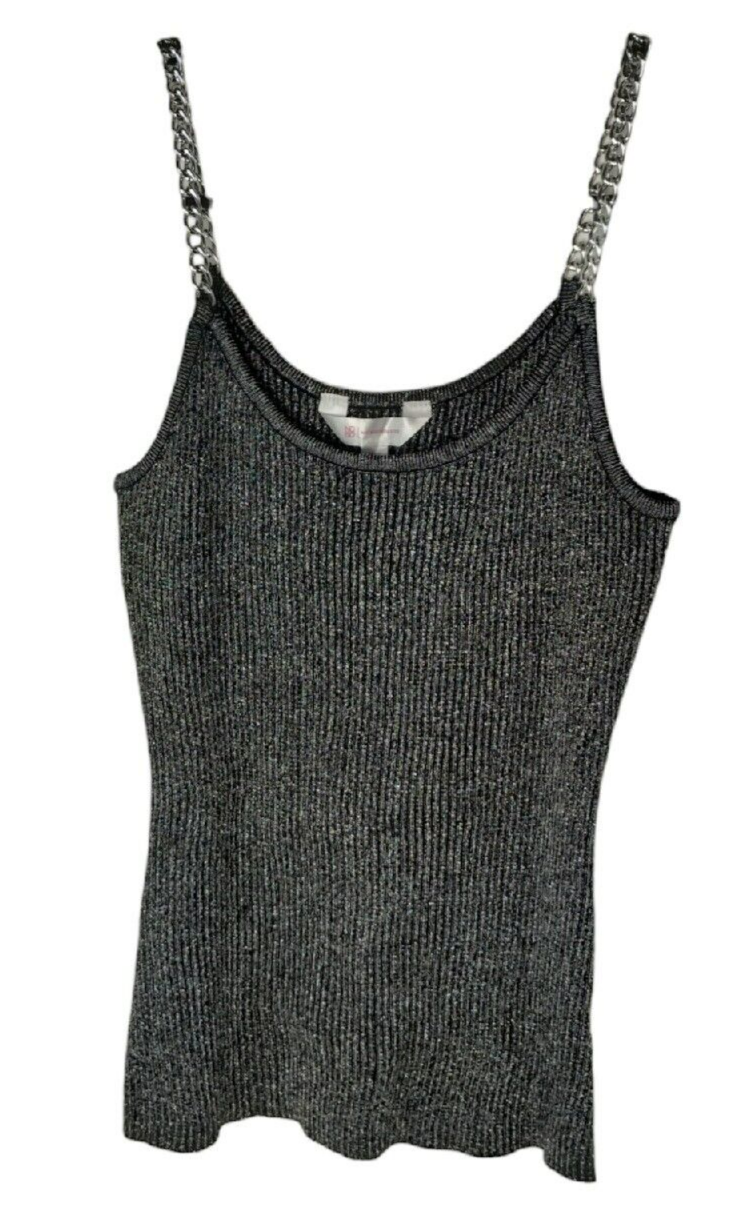 No Boundaries Sparkling Silver Chain Strap Tank Top Womens Size XS 1 | eBay